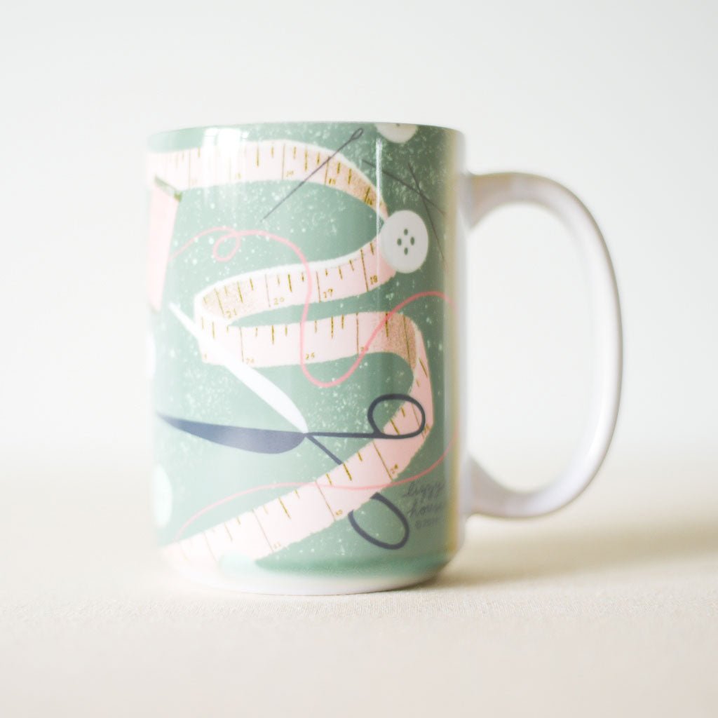the workroom Supply : Lizzy House : Green workroom Notions Mug